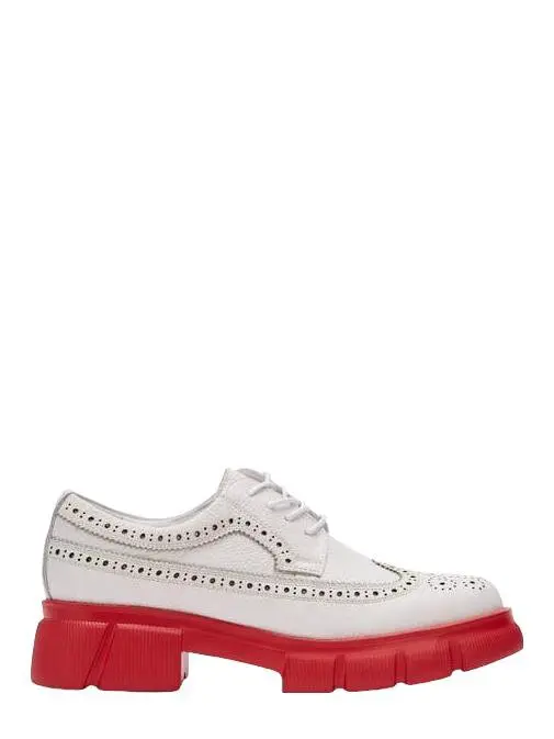 MARC NOLAN Ms. Alexander Leather Wingtip Derby - White/red