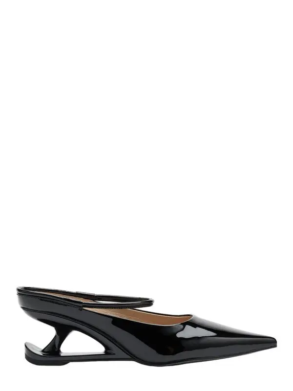 MARC NOLAN Sophia Leather Strap Pumps - Black Patent