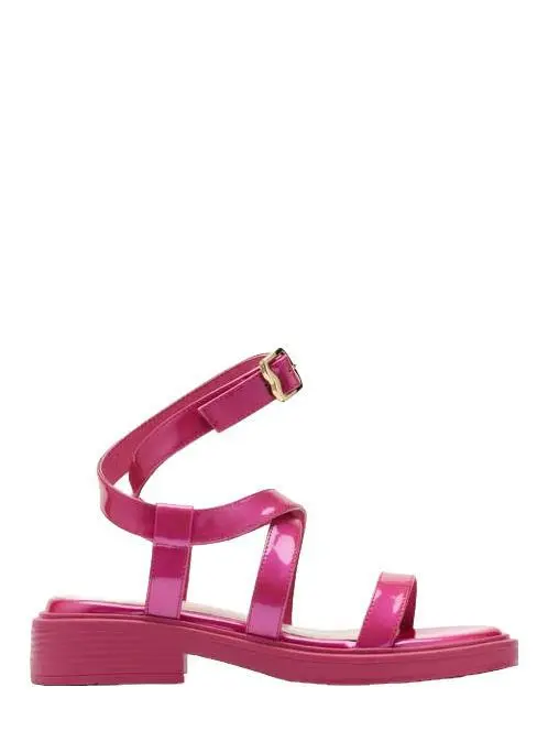 MARC NOLAN Strappy Block Heel Sandal - Magenta Patent