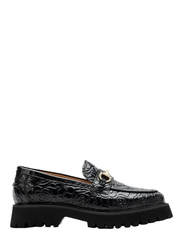 MARC NOLAN Leather Bit Loafers - Black Floral