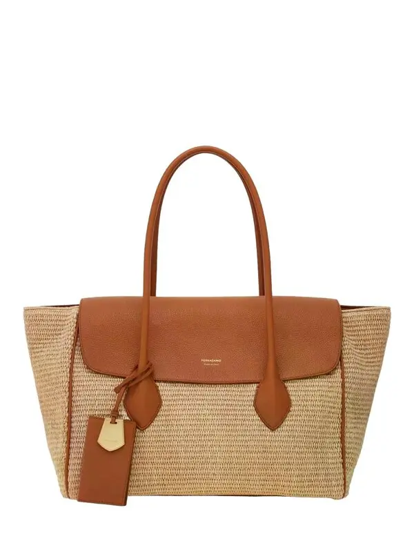 FERRAGAMO Large East-west Tote - Neutrals
