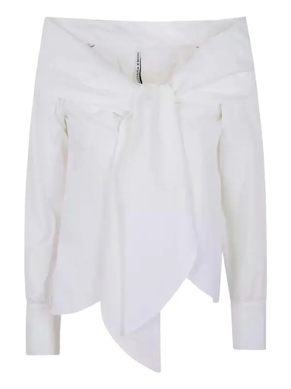 Liviana Conti Knot-detail Off-shoulder Shirt - White