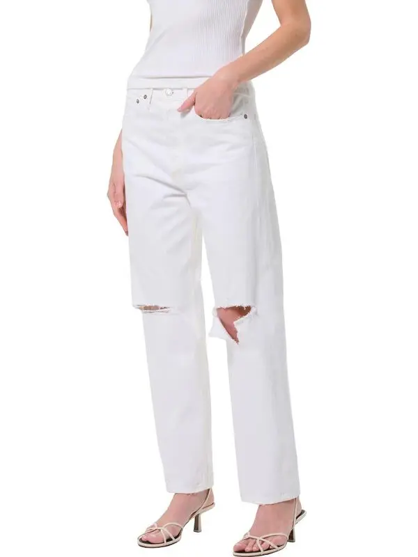 AGOLDE 90s Ripped Mid-rise Relaxed Straight Leg Jeans - Cloudburst