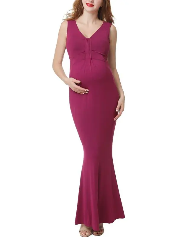 KIMI + KAI Edrei Maternity Mermaid Maxi Dress - Berry