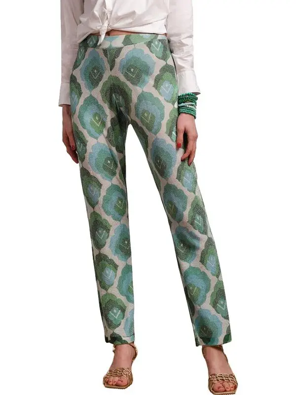 FRANCES VALENTINE Robbie Graphic Leaf Pants - Blue/green/multi