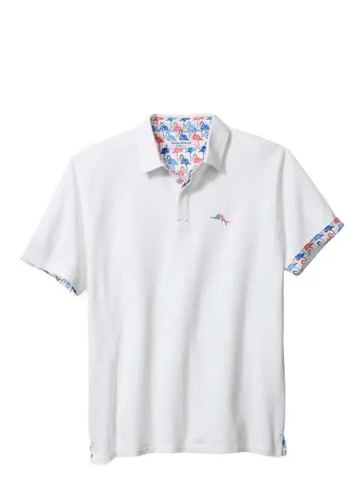 Tommy Bahama Flamingo Mingle Islandzone® Piqué Performance Polo - Bright White