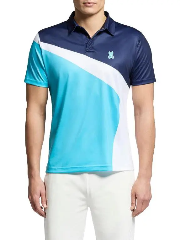Psycho Bunny Ray Colorblock Sport Polo - Bachelor Button