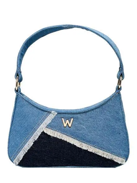 Wolf Mimi Swirl Shoulder Bag With Scarf - Patchwork Denim