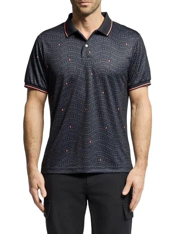 Psycho Bunny Winston Print Sport Polo - Black
