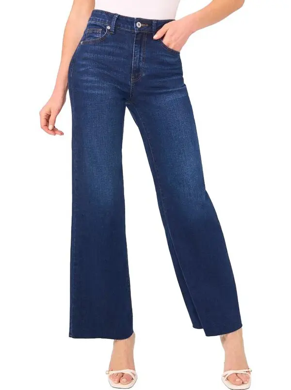 CECE DUPRAZ High-rise Wide Leg Jeans With Raw Hem - Riviera Wash