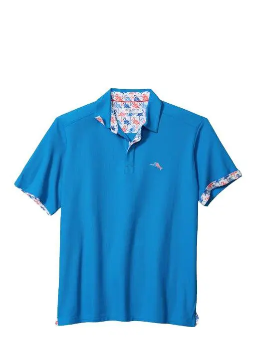 Tommy Bahama Flamingo Mingle Islandzone® Piqué Performance Polo - Download Blue