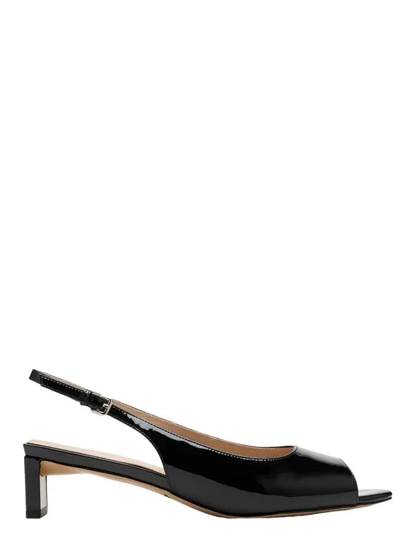 MARC NOLAN Carmen Slingback Peep Toe Heels - Black Patent