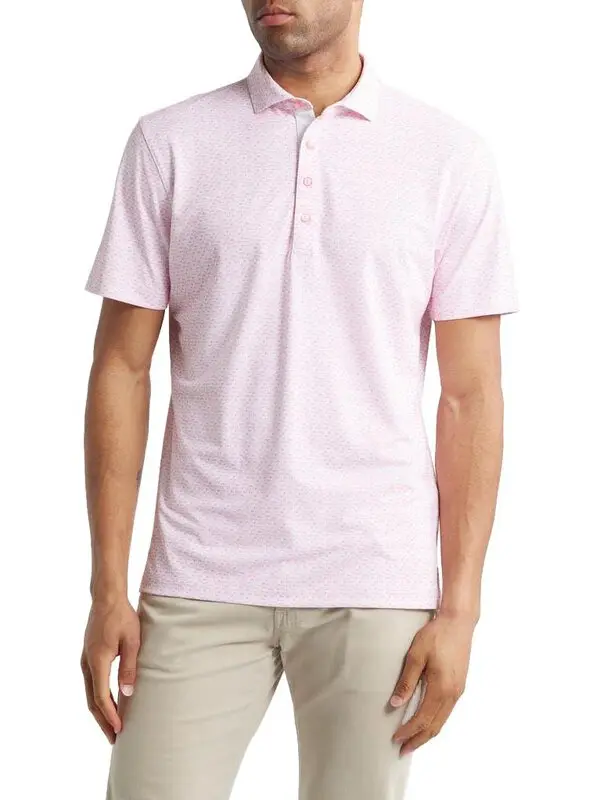 Johnnie-o Flock Yeah Flamingo Print Prep-formance Golf Polo - Azalea