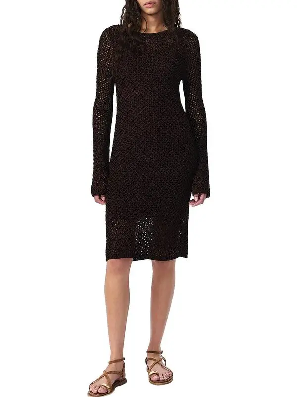 Rag & Bone Ellie Open Stitch Long Sleeve Dress - Brown