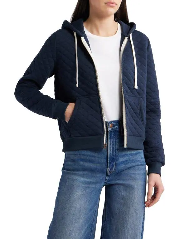 Marine Layer Corbet Quilted Zip-up Hoodie - Navy