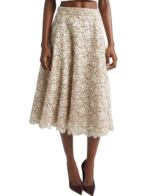 Michael Kors Soutache Lace Circle Skirt - Hemp/ Ecru