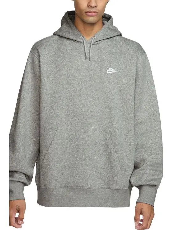 Nike Club Fleece Pullover Hoodie - Dark Grey Heather/ Light Grey