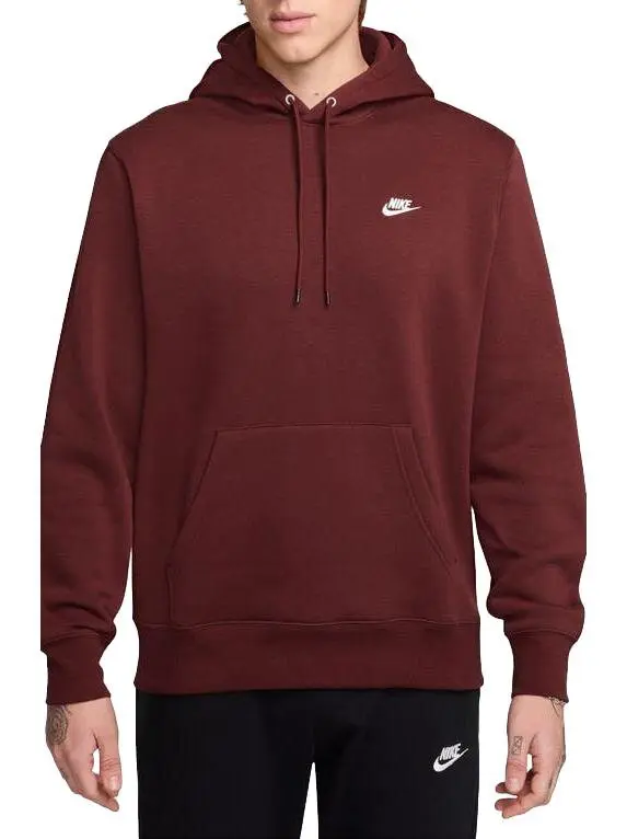 Nike Club Fleece Pullover Hoodie - Dark Team Red/white
