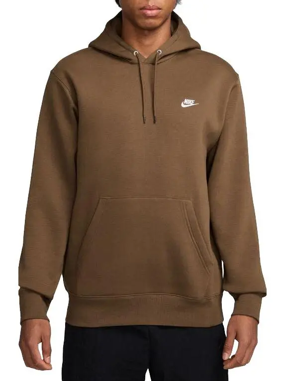 Nike Club Fleece Pullover Hoodie - Mosswood Brown/white