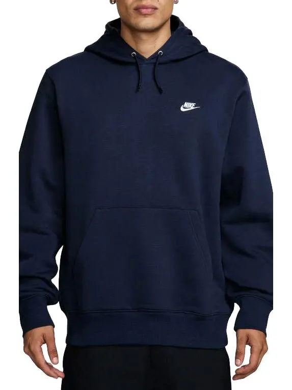 Nike Club Fleece Pullover Hoodie - Obsidian/ White