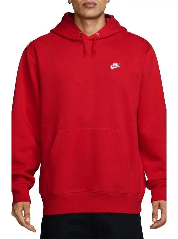 Nike Club Fleece Pullover Hoodie - University Red/white