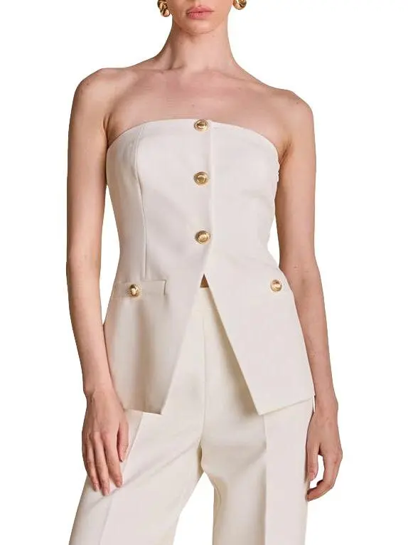 Endless Rose Strapless Top With Button Detail - Ivory