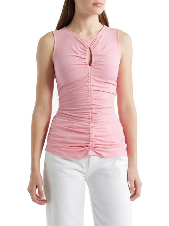 Hugo Boss Emacha Ruched Sleeveless Tunic Top - Flamingo Pink