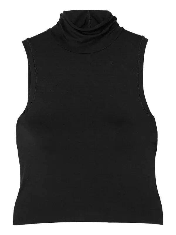 Eterne Harlow Stretch-modal Jersey Turtleneck Tank - Black