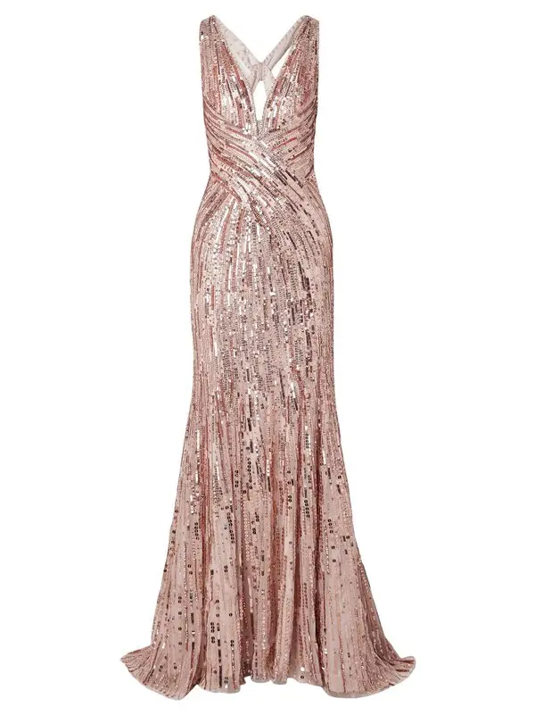 Jenny Packham Luxor Cutout Embellished Gown - Pink