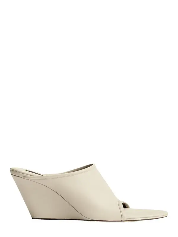CHRISTEN Stretch Leather Wedge Slide Sandals - White