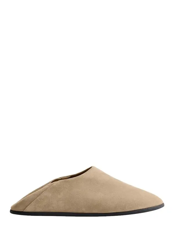 CHRISTEN Suede Slipper Mules - Beige