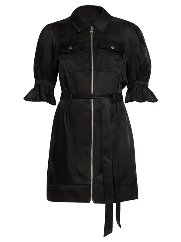 Cinq À Sept Holly Puff-sleeve Mini Shirtdress - Black