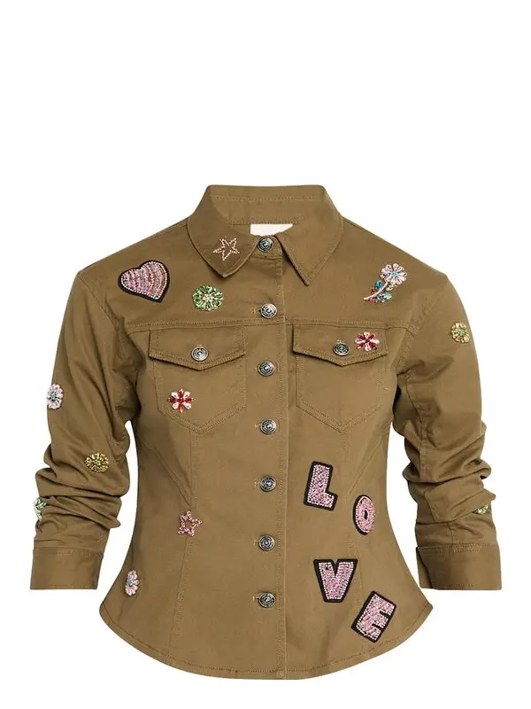 Cinq À Sept Canyon Ditsy Love Scrunched Jacket - Dark Olive/multi
