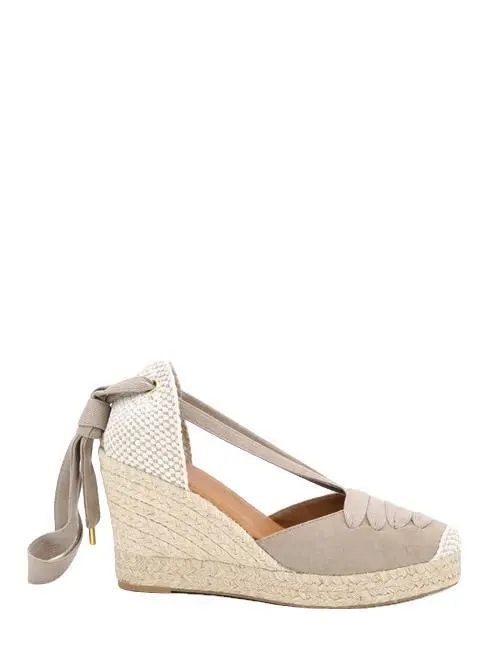 MENINA STEP Taupe Suede Espadrille Wedge - Natural