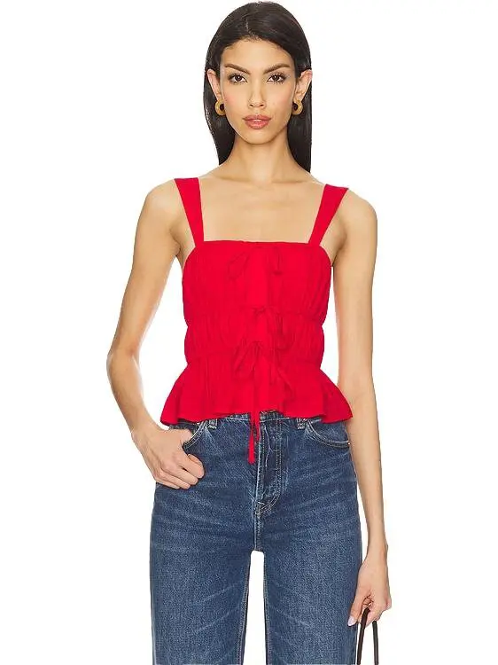 MORE TO COME Betsey Tie Front Top - Red