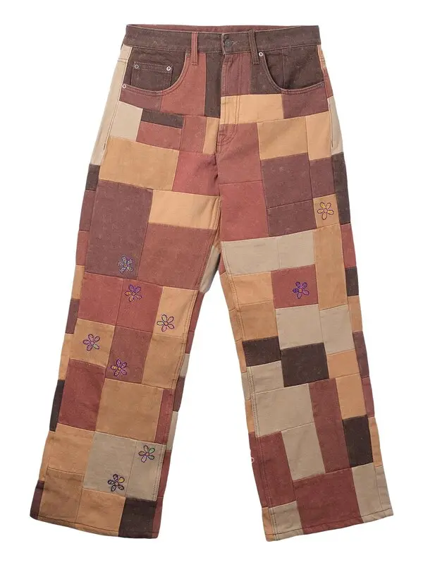 GLASS CYPRESS Patchwork Denim - Brown