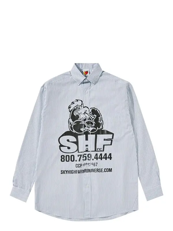 SKY HIGH FARM WORKWEAR Chicken Button Down Shirt - Blue