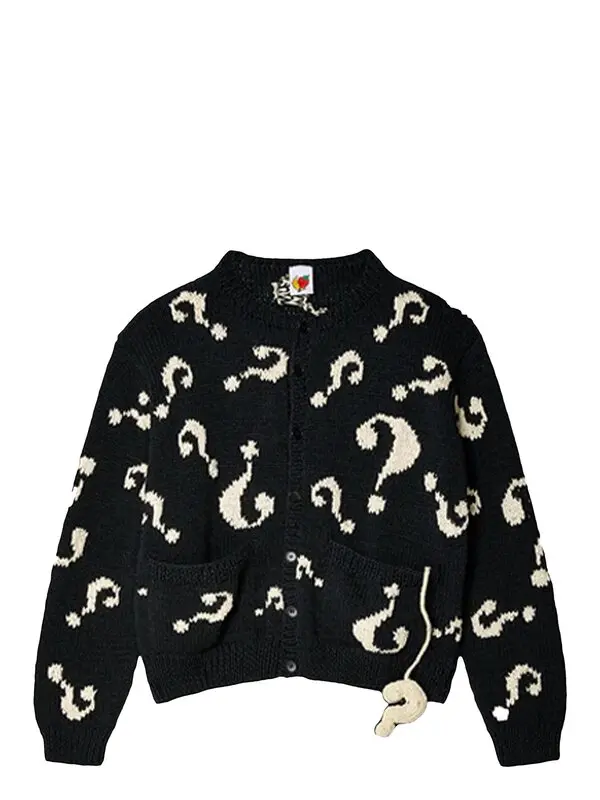 SKY HIGH FARM WORKWEAR Question Mark Cardigan - Black