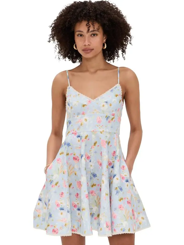 Zimmermann Lucky Picnic Mini Dress - Blue Bouquet Floral