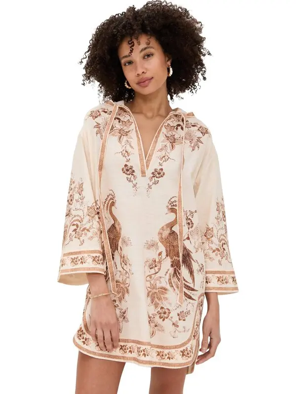Zimmermann Ascension Tunic Mini Dress - Cream/tan Floral