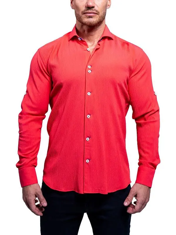 MACEOO Einstein Resistance Stretch Button-up Shirt - Red