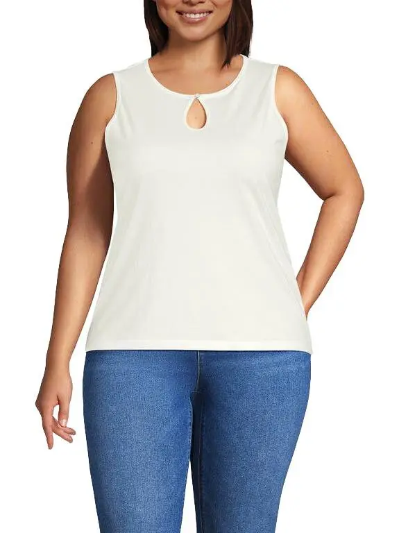 LANDS' END Keyhole Supima Tank - Ivory