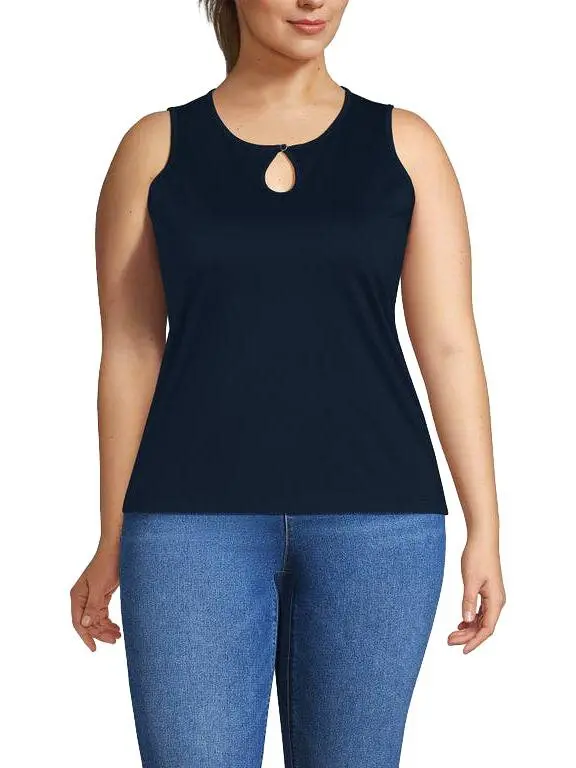 LANDS' END Keyhole Supima Tank - Radiant Navy