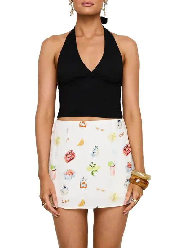 Princess Polly Caraliia Printed Mini Skirt - White / Multi