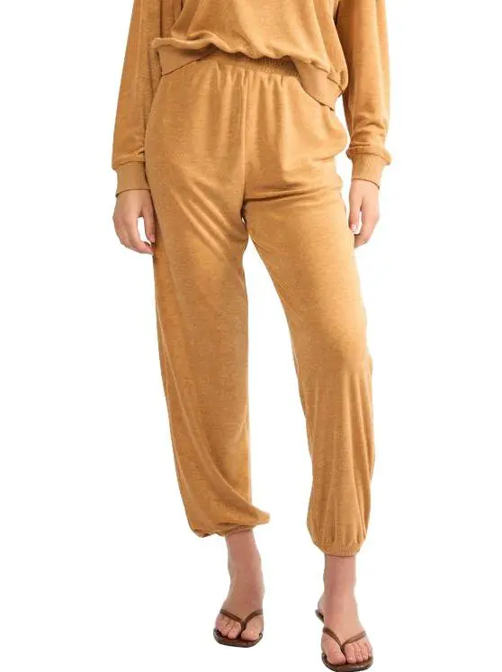 VIENS AVEC MOI Terry Lounge Pants - Sandy Brown