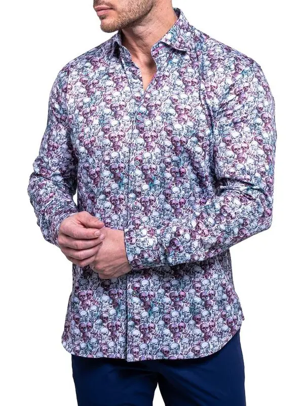MACEOO Fibonacci Resistance Contemporary Fit Button-up Shirt - Purple