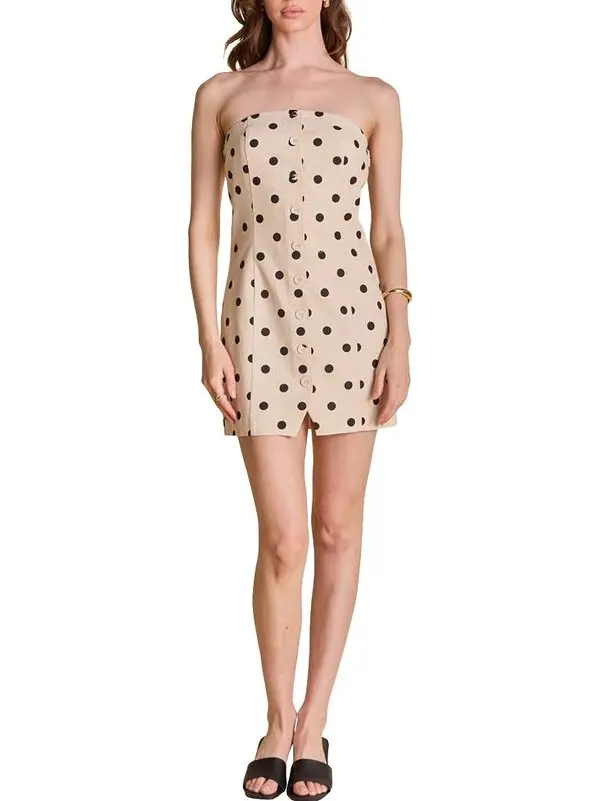 Endless Rose Polka Dot Mini Sundress - Sand/ Black