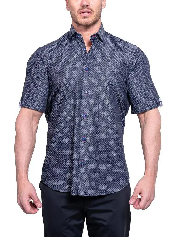 MACEOO Galileo Resistance0100 Short Sleeve Cotton Button-up Shirt - Black