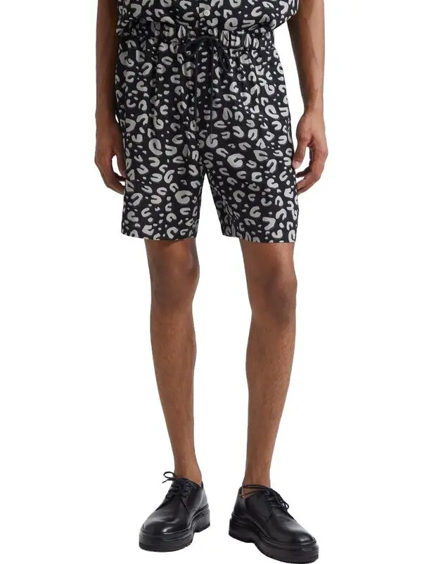 TAKAHIROMIYASHITA THESOLOIST. Leopard Print Relaxed Fit Shorts - Black X White