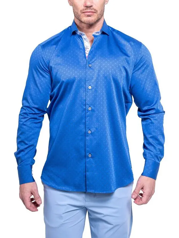 MACEOO Einstein Resistance0102 Button-up Shirt - Blue